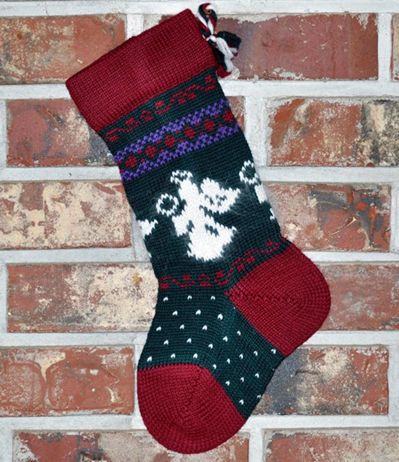 Small Knit Christmas Stocking 100% U.S. Wool Angora Angels | Etsy