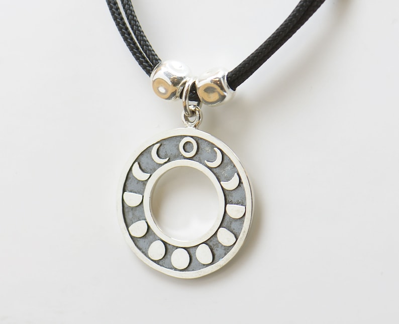 Sterling silver Moon Phases charm necklace pendant-Sterling | Etsy