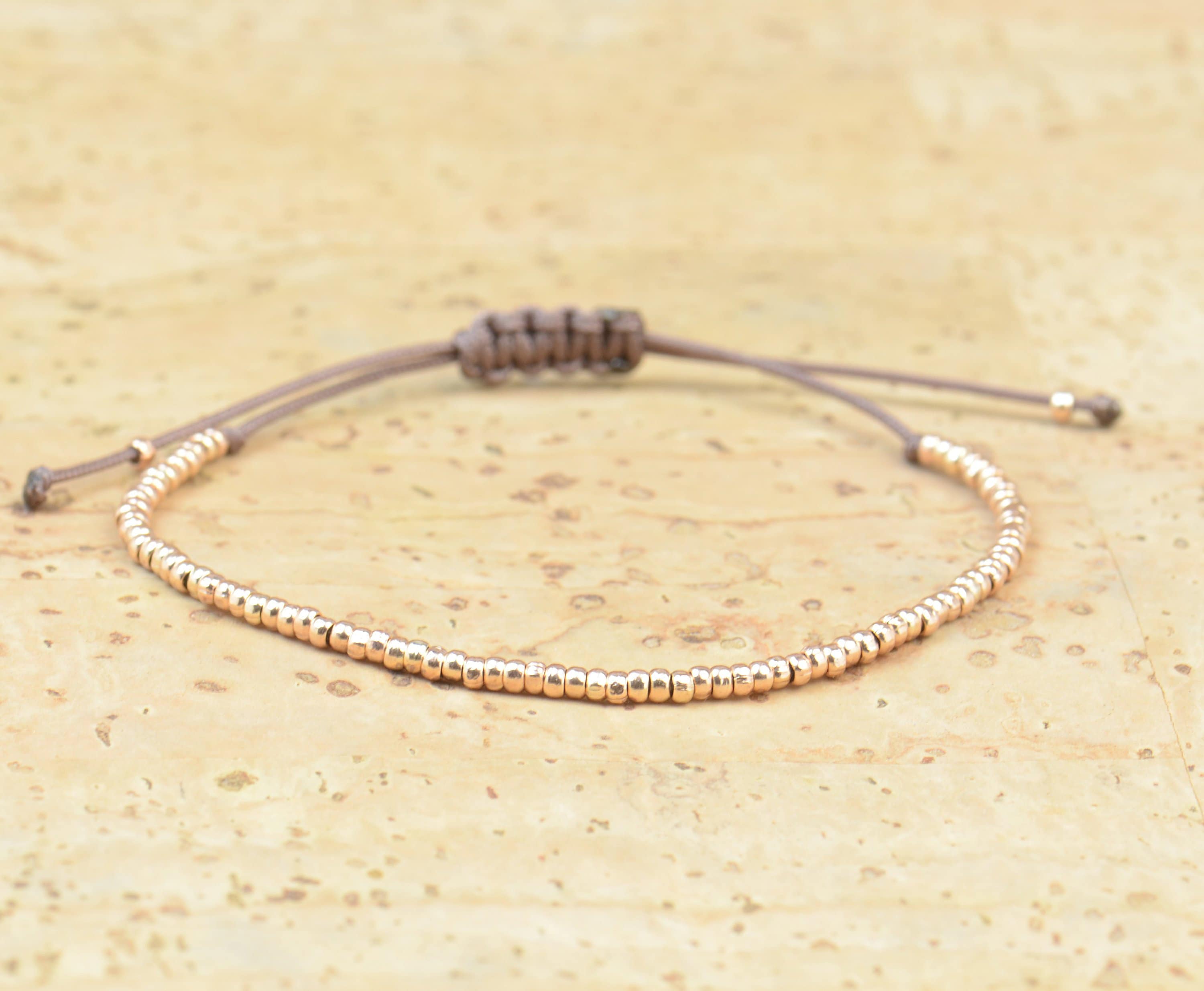 Rose gold silver adjustable bracelet.Silver Rose Thread | Etsy