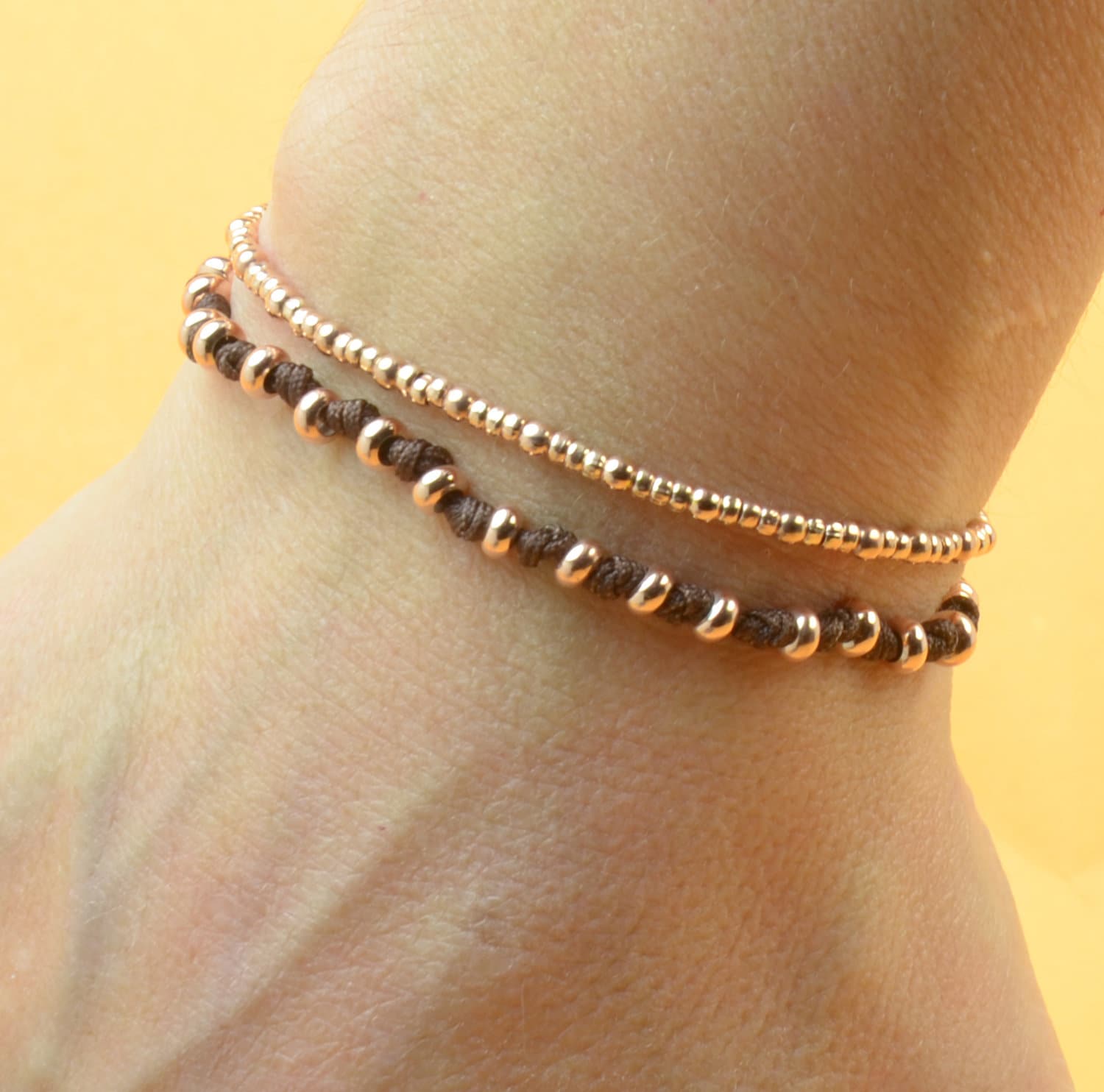 Rose Gold Silver Adjustable Bracelet.silver Rose Thread Bracelet ...