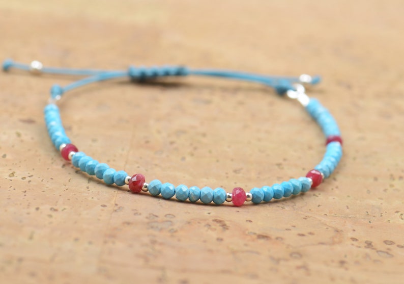 Turquoise and Ruby Bracelet - Etsy
