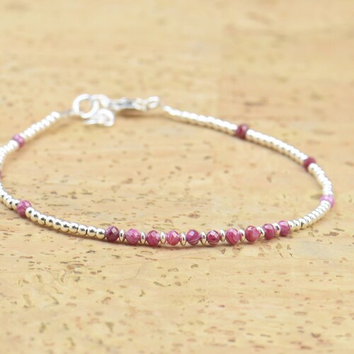 Natural Ruby Bracelet Sterling 925 Silver Bracelet - Etsy