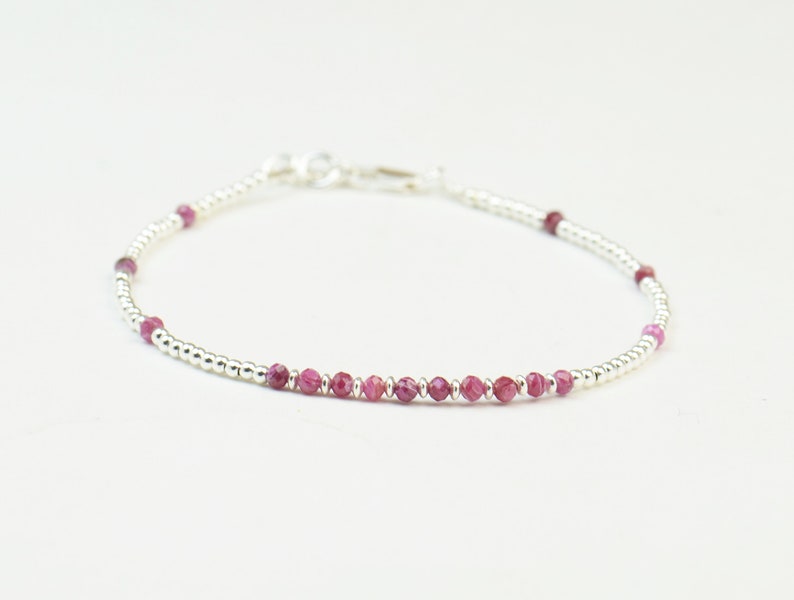 Ruby and Sterling Silver Beads Bracelet - Etsy