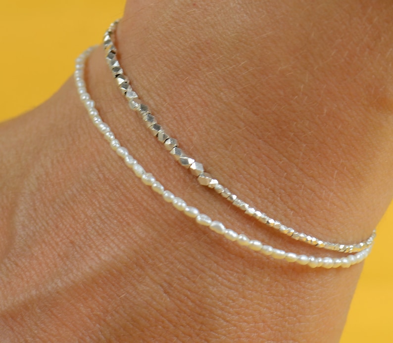 Super Tiny White Pearls Bracelet - Etsy