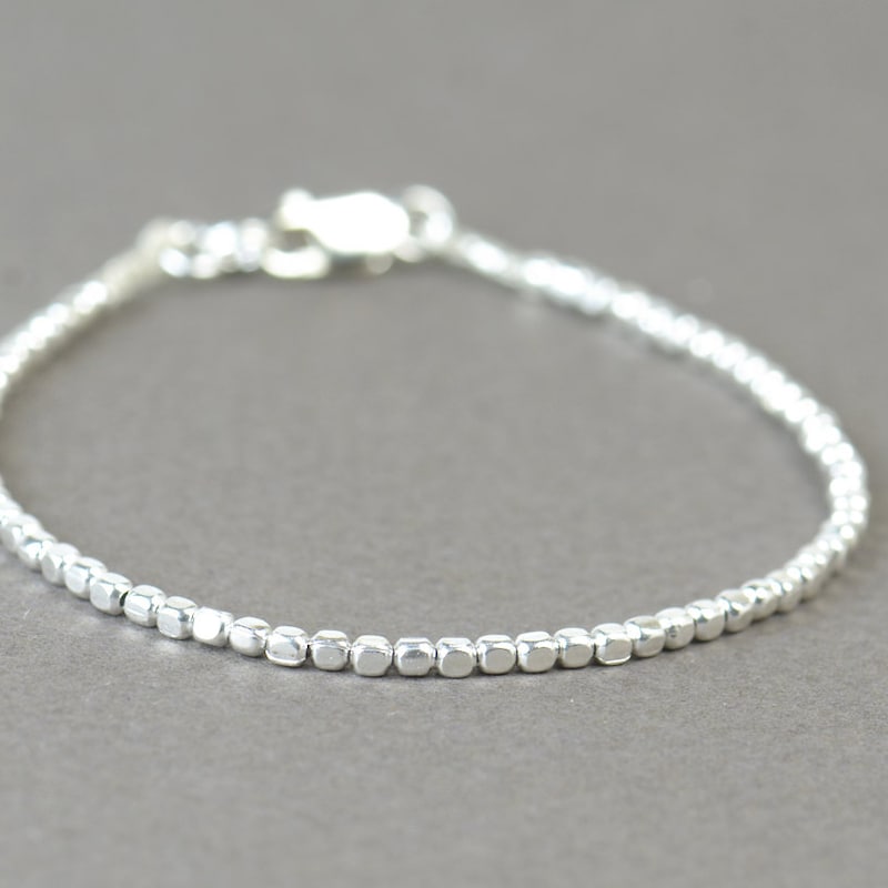 Silver Bead Bracelet - Etsy