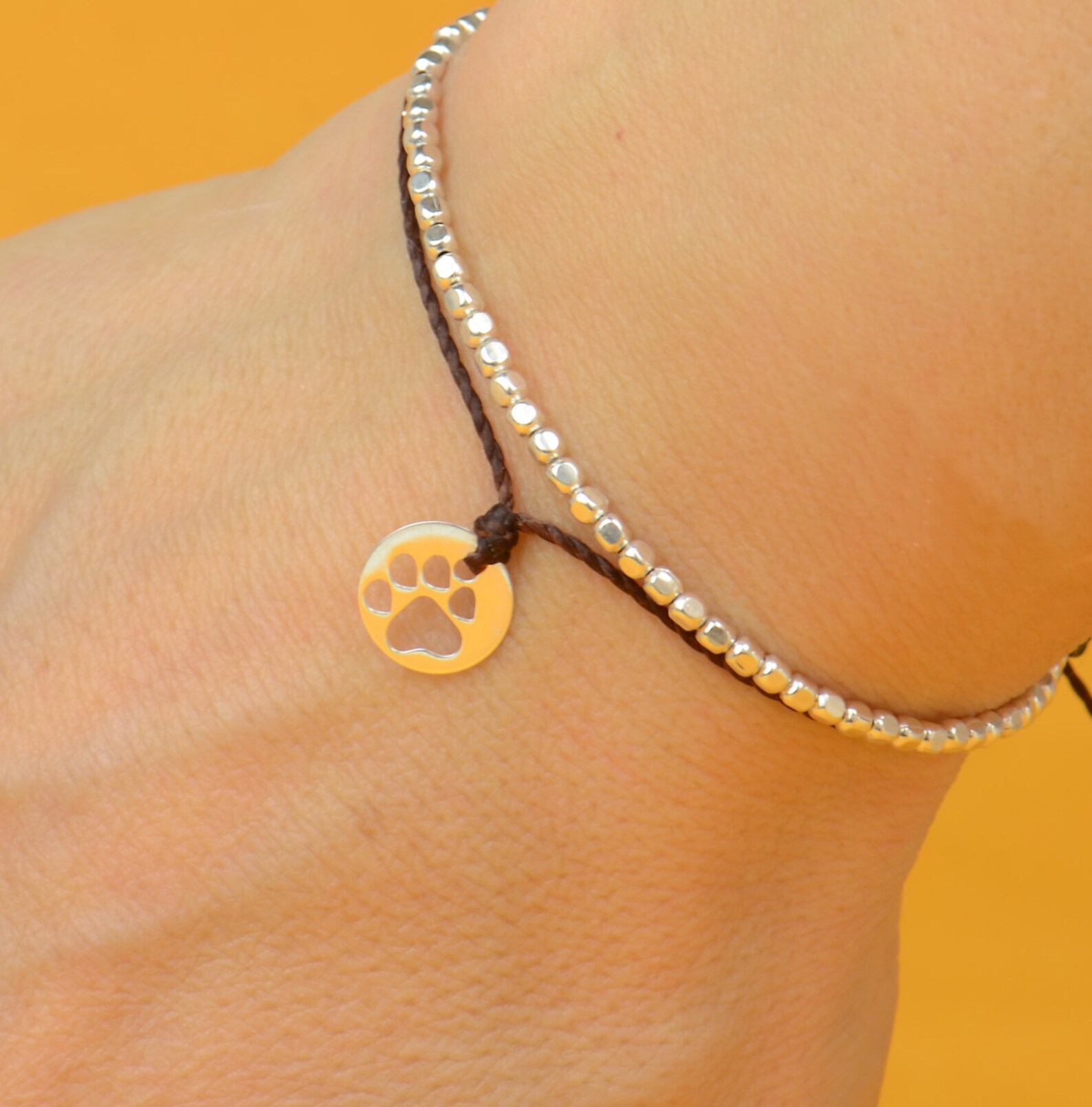 SALE Sterling Silver Paw Print Bracelet - Etsy