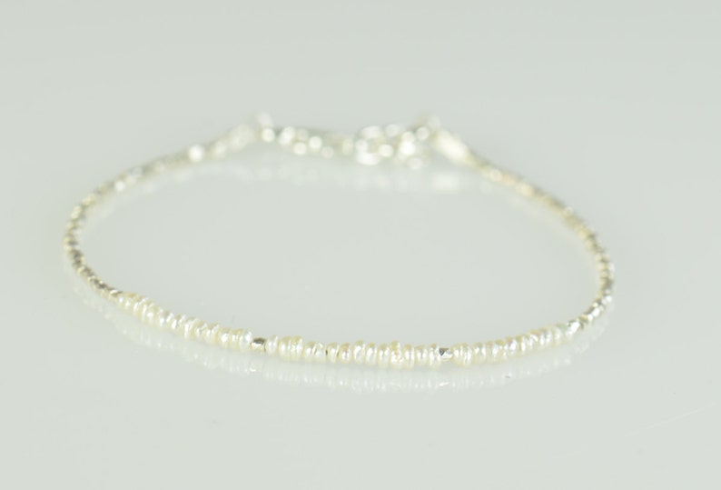 Super tiny white pearls and sterling silver beaded | Etsy