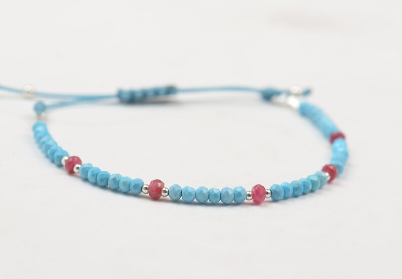 Turquoise and Ruby Bracelet - Etsy
