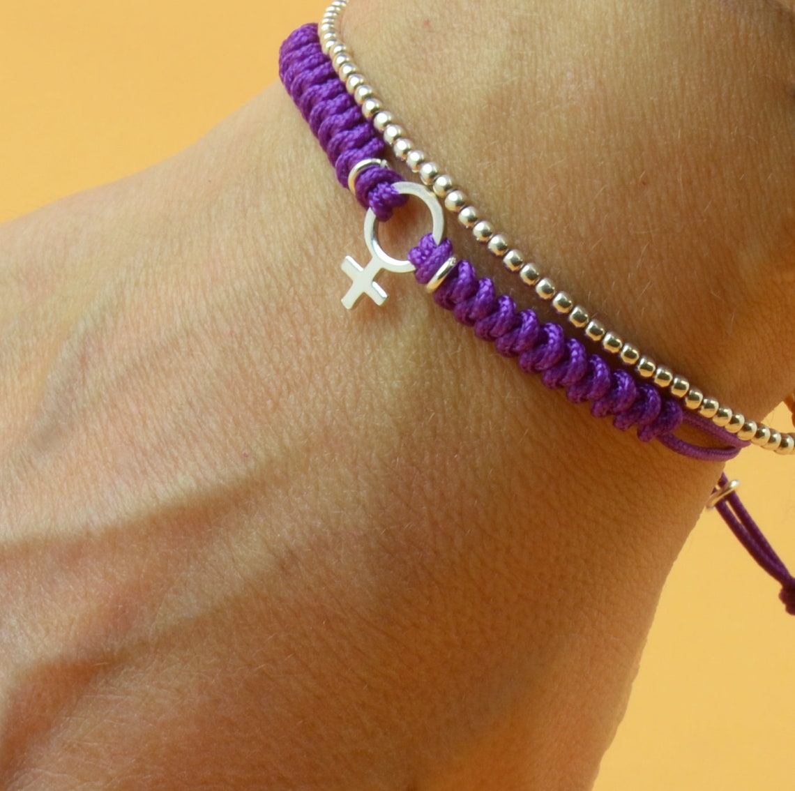 Sterling silver women symbol sign bracelet.Sterling silver | Etsy