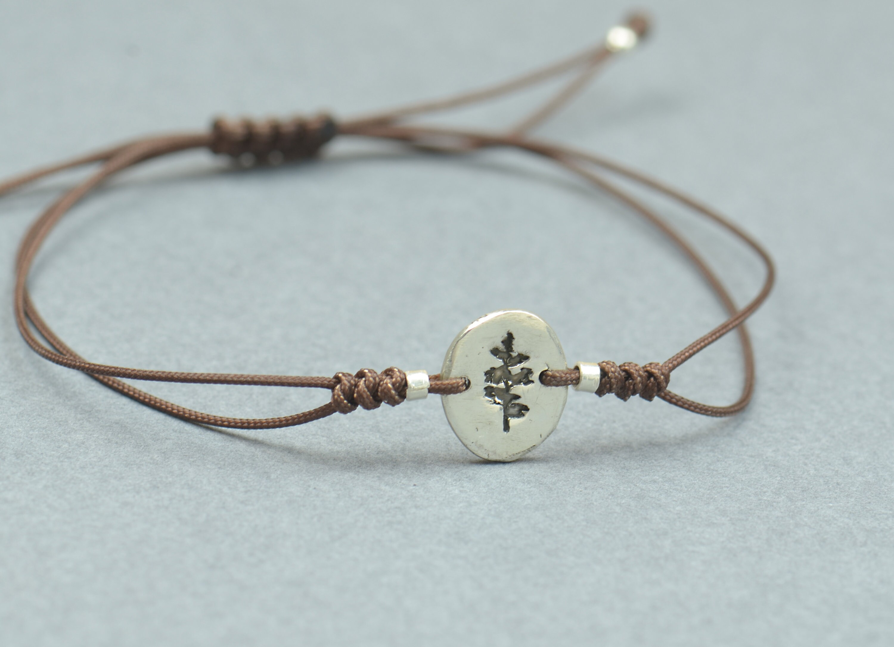 Sterling Silver Tiny Leafy Tree Bracelet.mens Gift.pine Tree of Life ...