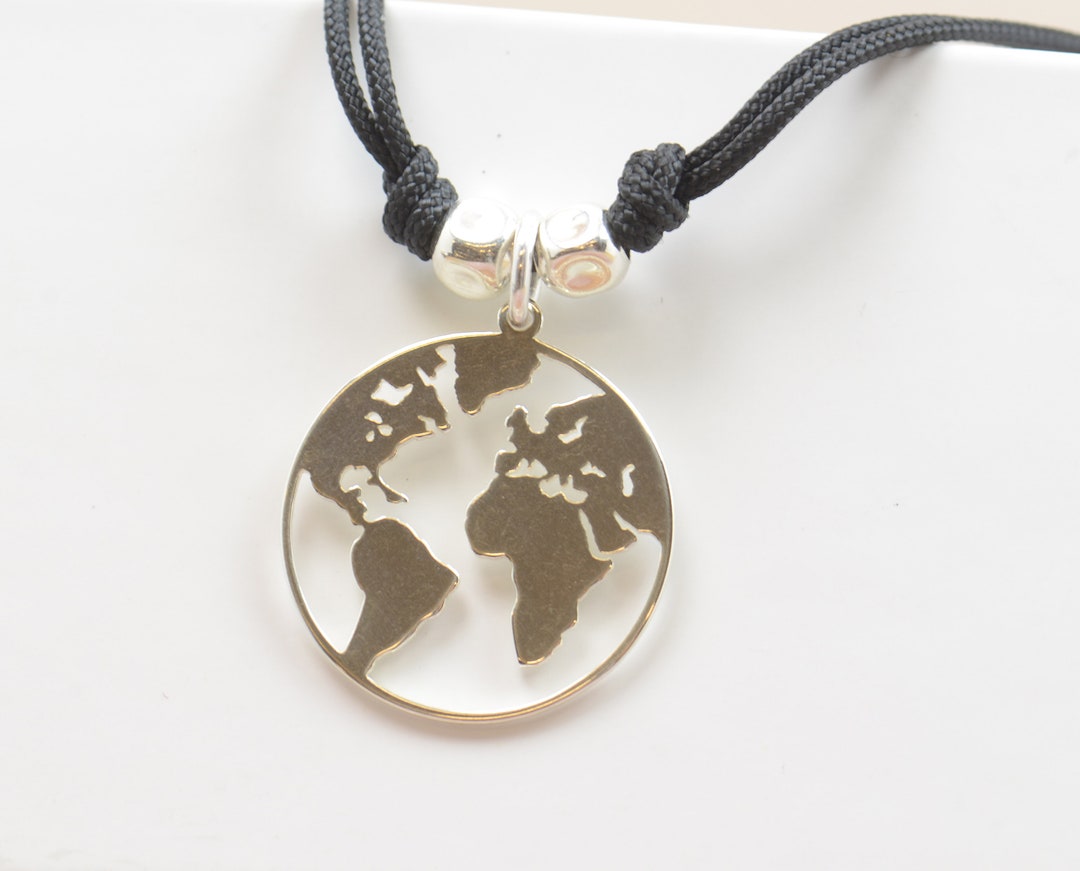 Sterling Silver Earth Planet Charm Necklace Pendant-sterling Silver ...