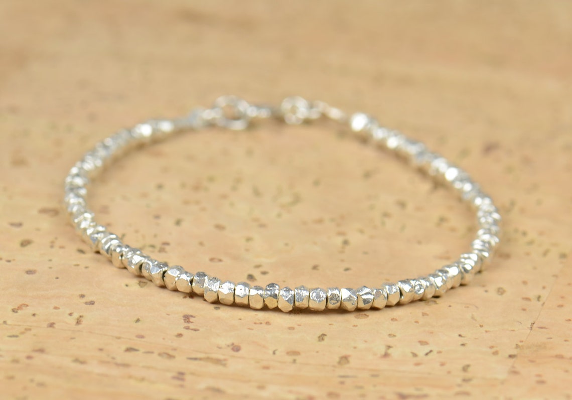 Sterling Silver Beads Bracelet - Etsy