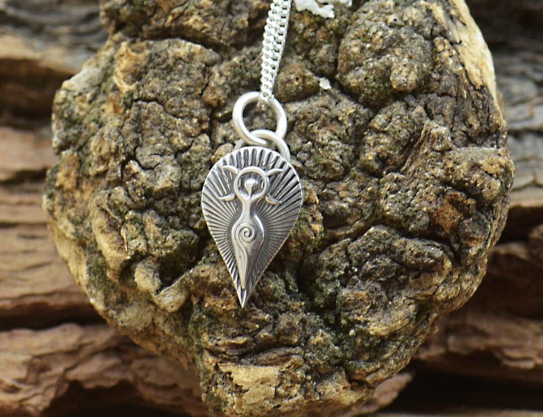 Sterling Silver Amulet Triple Moon Goddess Charm Necklace Pendant ...