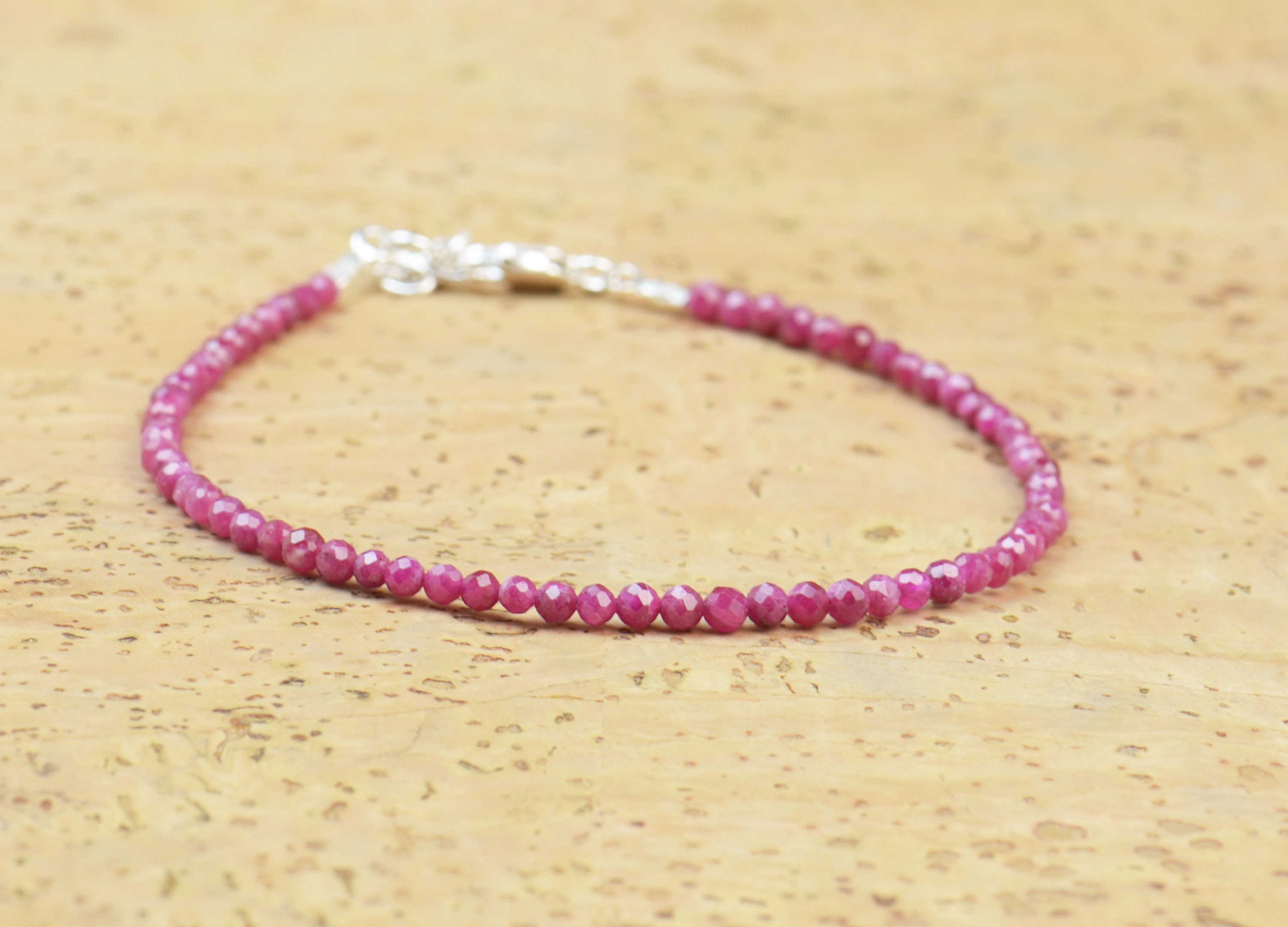 Ruby Beads Bracelet.gift for Her.delicate.faceted Ruby.delicate.red ...
