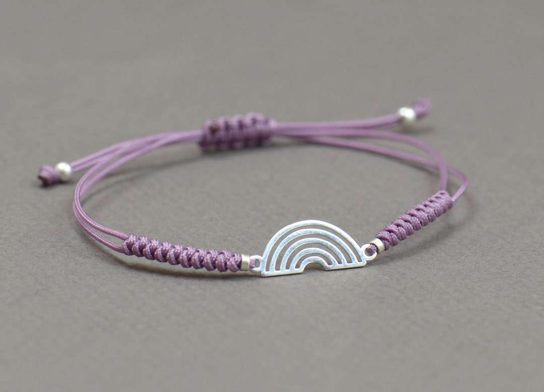 Rainbow Charm Bracelet-sterling Silver-woven Bracelet - Etsy UK