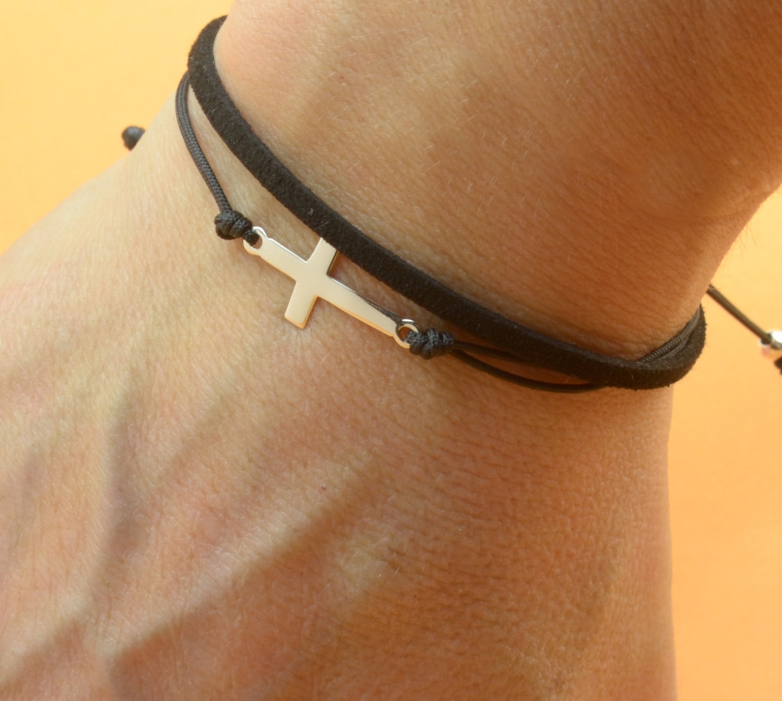 Sterling Silver Cross Charm Bracelet. Mens Bracelet - Etsy