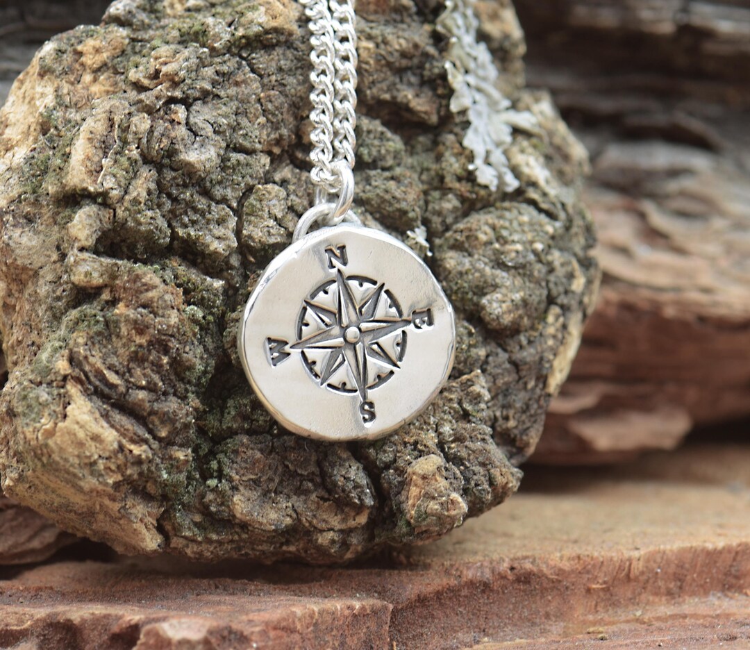 Compass Pendant From Wind Rose Symbol Jewelry Handmade Sterling Silver ...