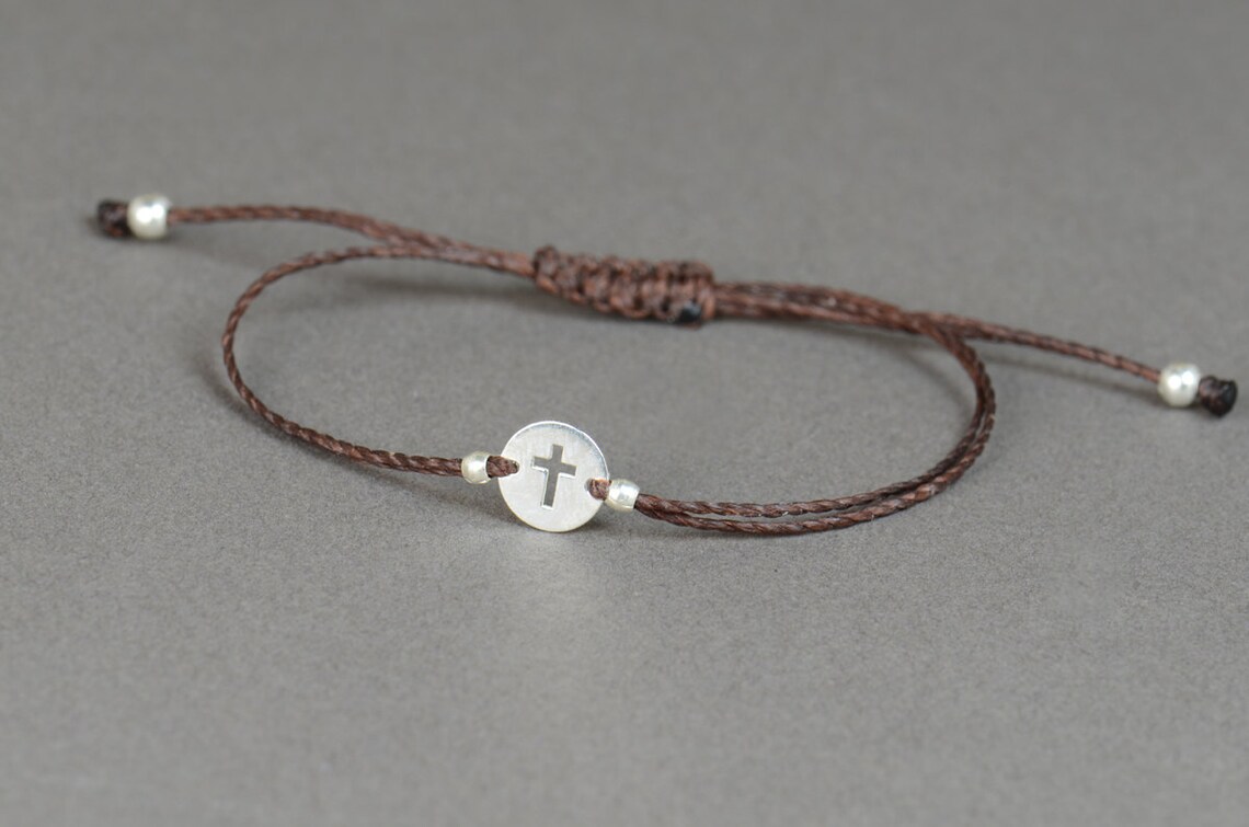 Sterling Silver Cross Charm Bracelet - Etsy