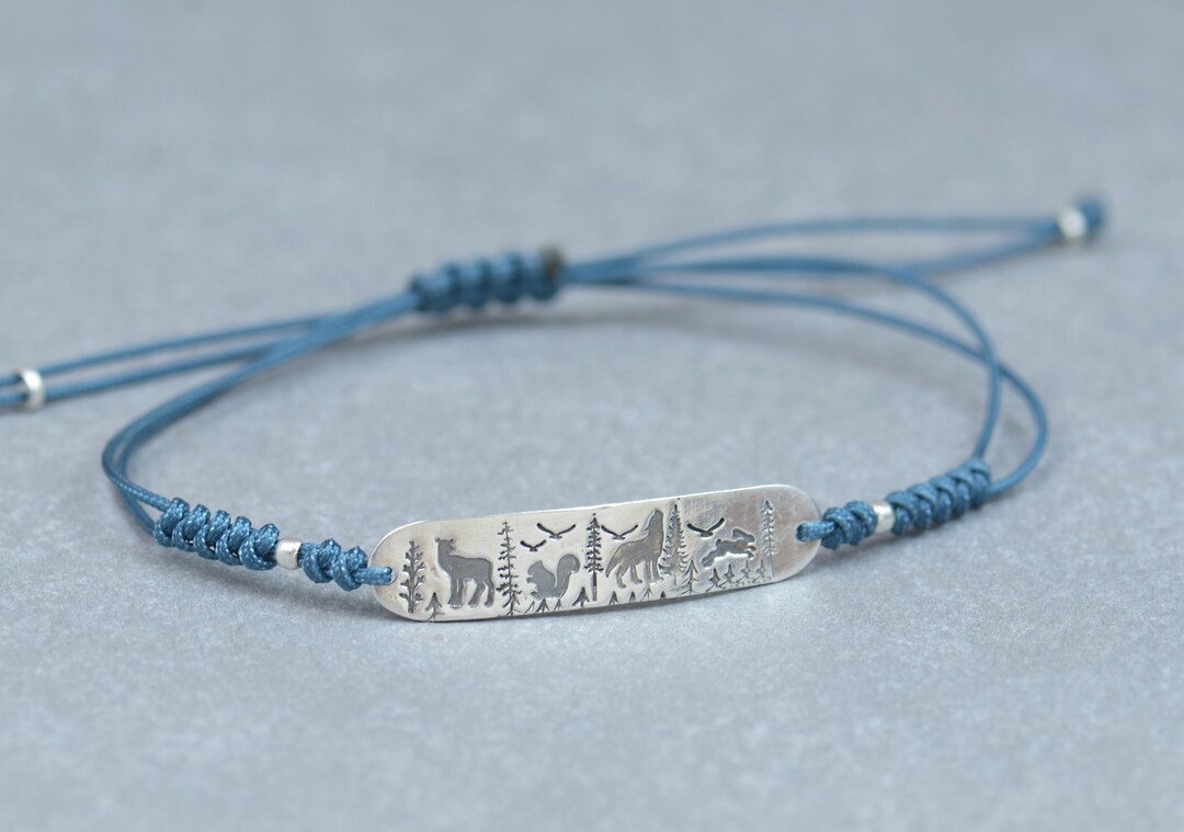 Sterling Silver Bracelet Life in Forest Charm Deer,squirrel,wolf ...