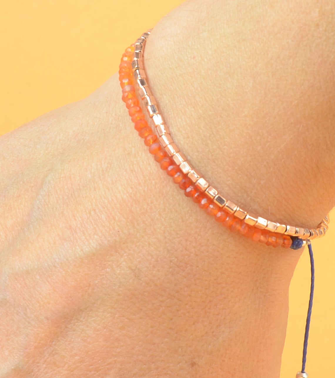 Rose Gold Silver Adjustable Bracelet.silver Rose Thread | Etsy