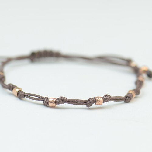 Rose Gold Silver Adjustable Bracelet.silver Rose Thread - Etsy