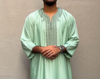 Signature Moroccan Thobe for Men in Desert Bronze – Traditional Islamic ...