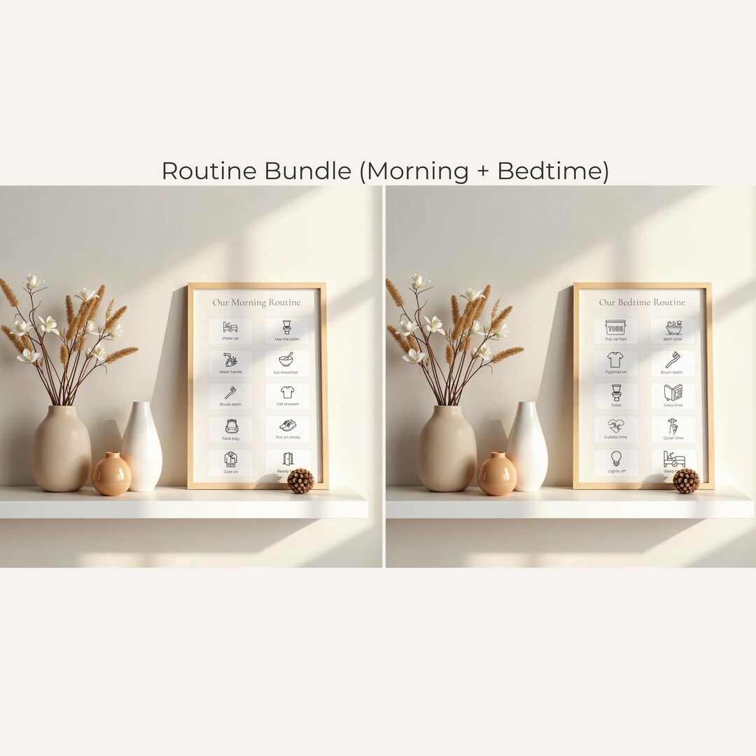 Kids' Morning & Bedtime Routine Charts Bundle | Visual Schedule ...