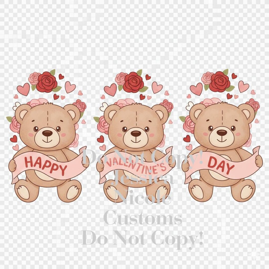 Happy Valentines Day Kids Teddy Bear Conversation Hearts Hearts Flowers ...