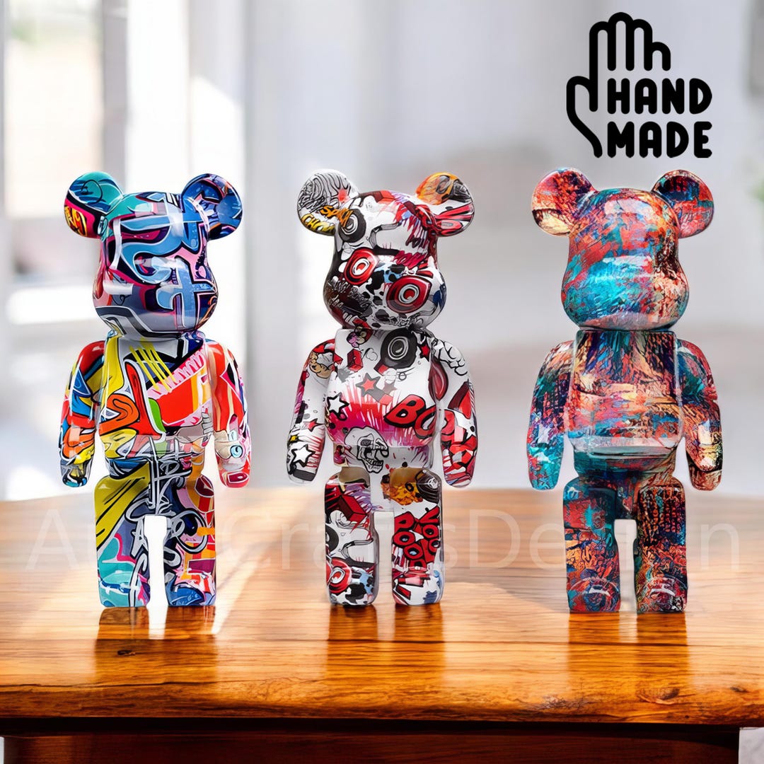 Graffiti Bearbrick Bear Statue Modern Shelf & Desk Decor Unique ...