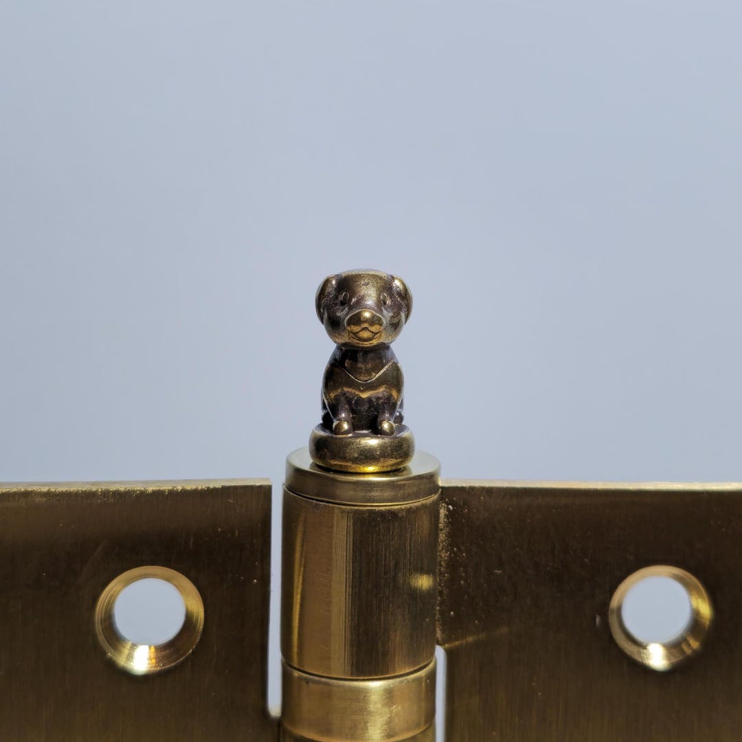 Brass Dog Hinge Head Topper Magnetic Puppy Statue, Animal Door Accent ...