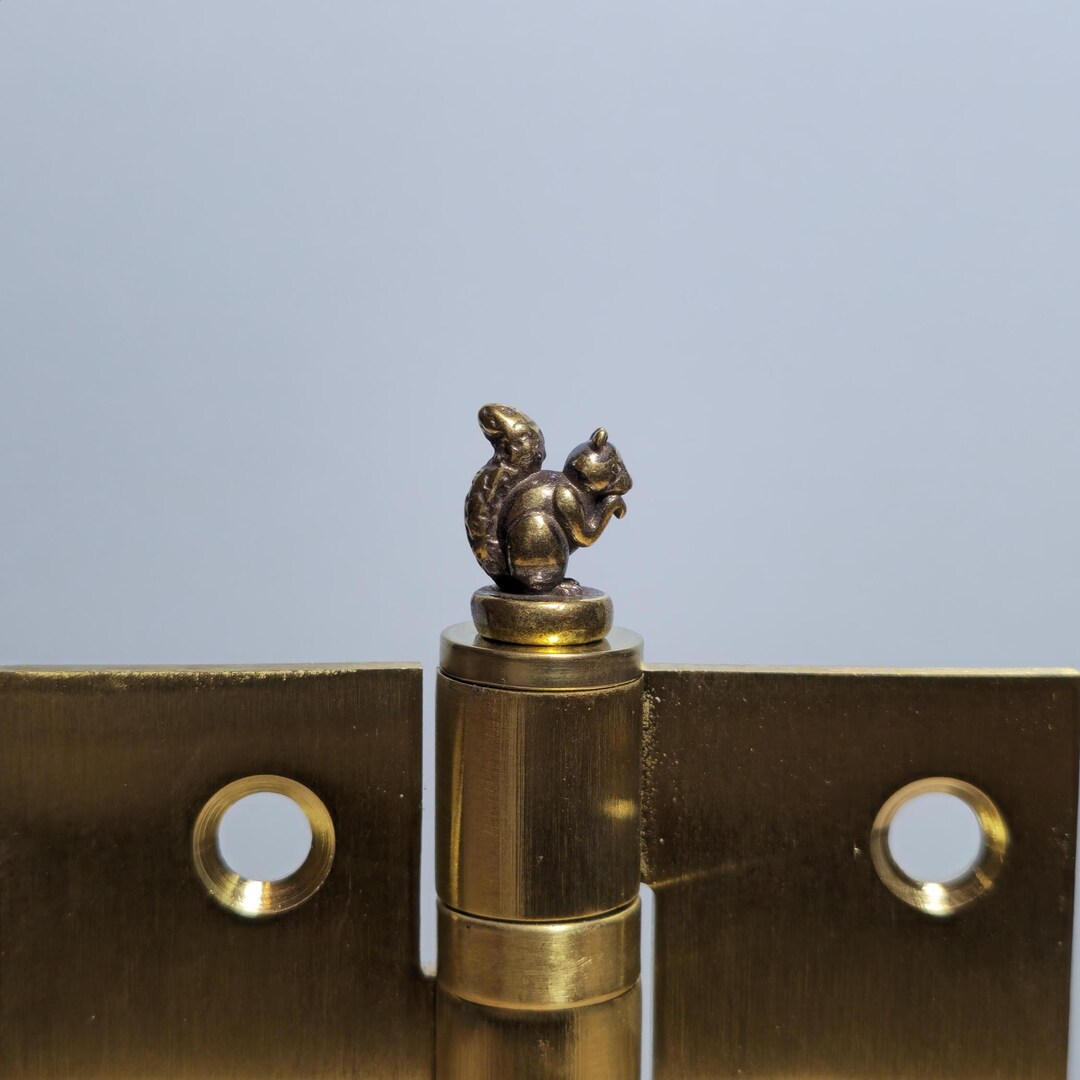 Brass Squirrel Hinge Head Topper | Set of 1-10 Magnetic Door Hinge ...