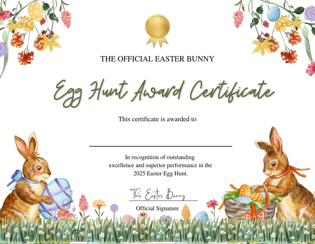 Egg Hunt Certificate Whimsical - Etsy