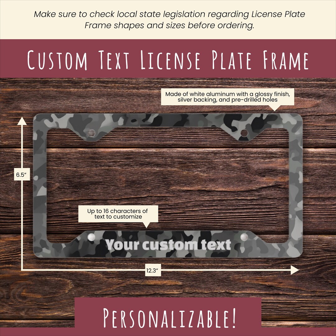 Personalized License Plate Frame | Camouflage Design, Personalizable ...