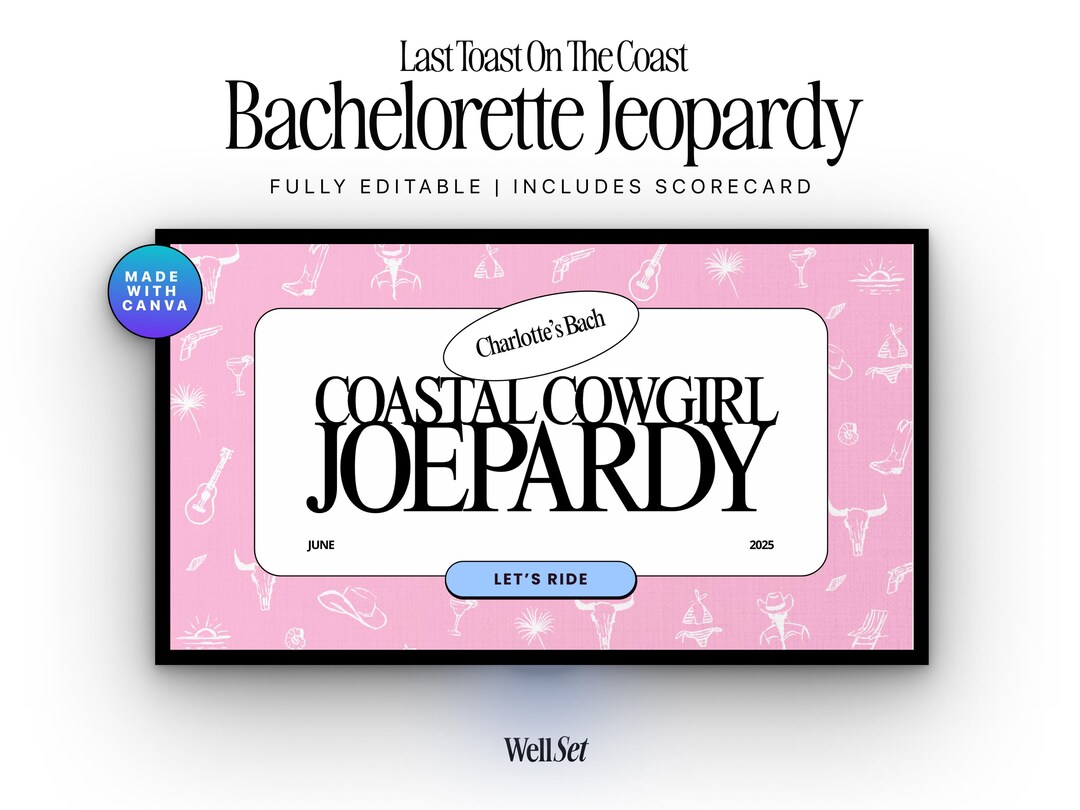 Bachelorette Jeopardy Game Template, Editable Canva Powerpoint, Fun ...