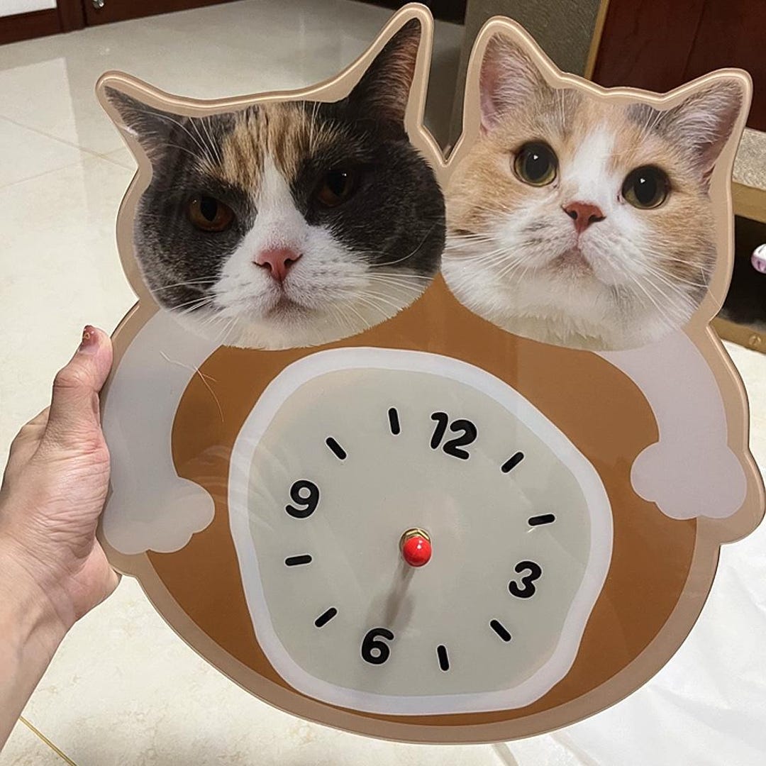 Custom Pet Wall Clock Dog and Cat Design Unique Indoor Decoration for ...
