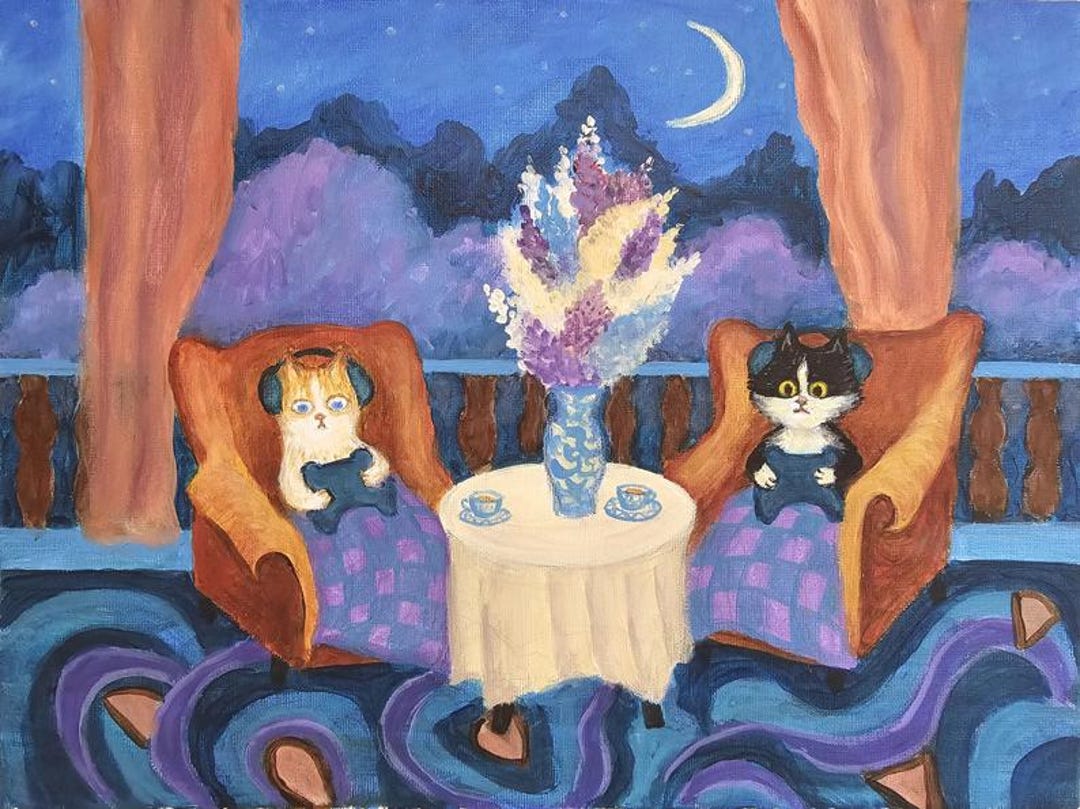 Gamer Cats Painting Digital Download | Cat Art for Gamer Room Decor ...