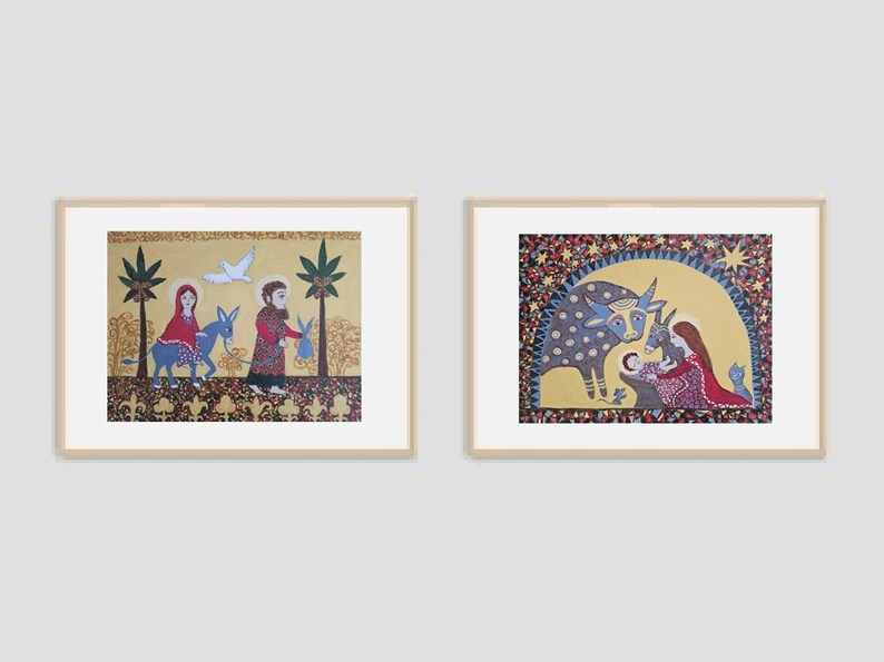 Christmas Nativity Scene Mary Holds Jesus in Cradle Surrounded by ...