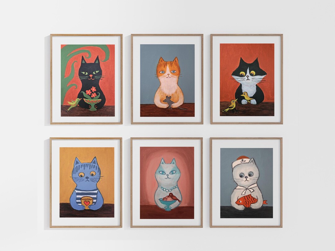 Funny Kittens at the Table Set of 6 Digital Download. Baby Cats Nursery ...