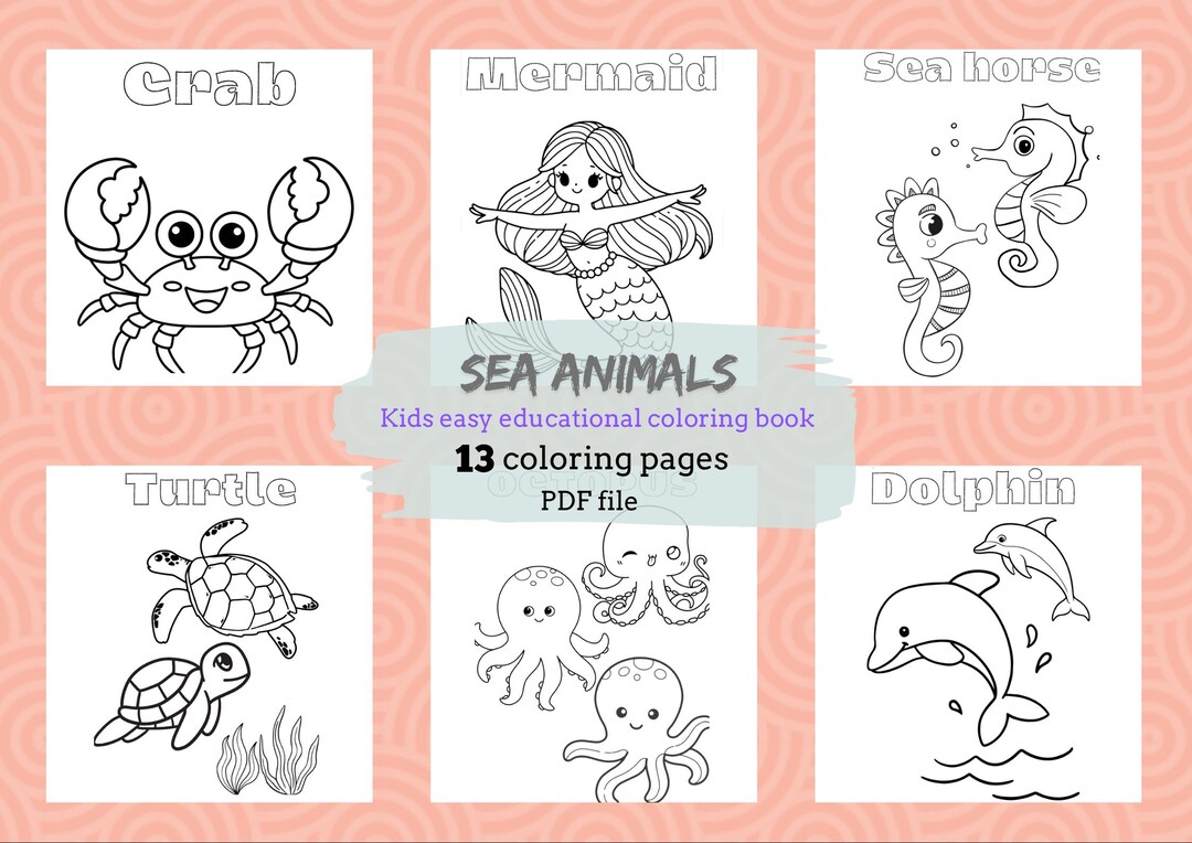 13 Pages Printable Under the Sea/sea Animals Colouring Pages for Kids ...