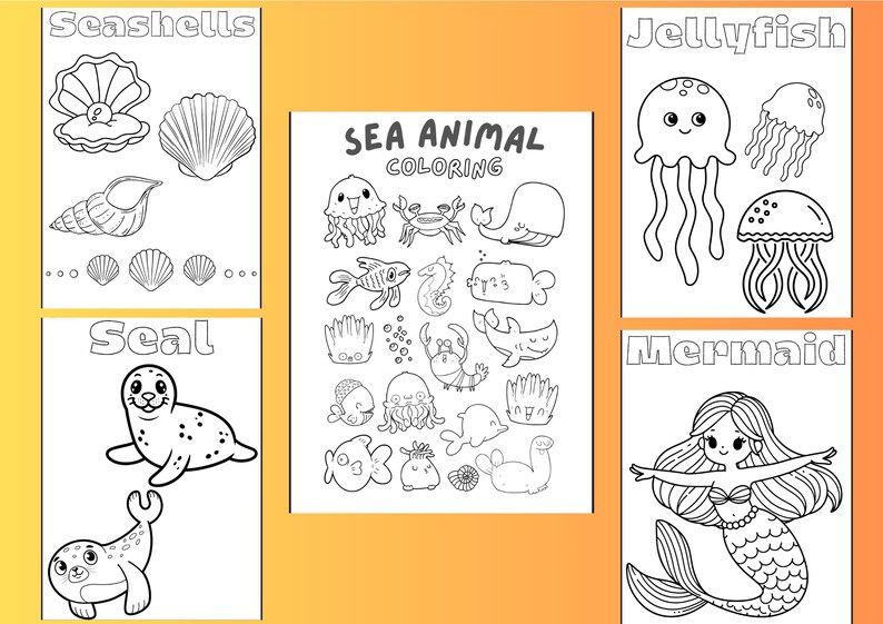 13 Pages Printable Under the Sea/sea Animals Colouring Pages for Kids ...