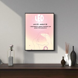 Minimalist Leo Zodiac Art Print: Inspirational Astrology Gift (digital ...