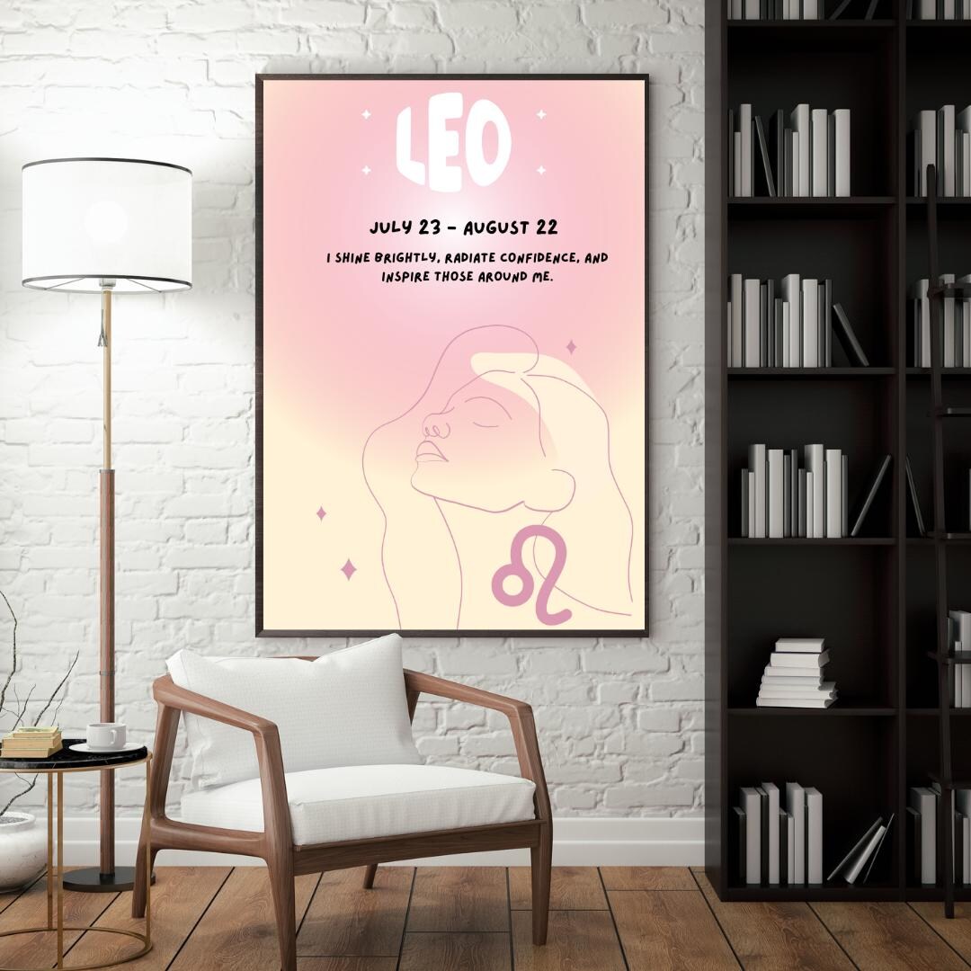 Minimalist Leo Zodiac Art Print: Inspirational Astrology Gift (digital ...