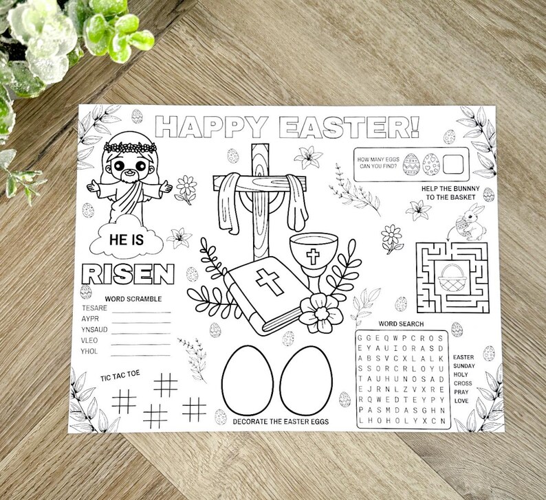 Printable Easter Story Activity Placemat, Easter Coloring Page for Kids ...
