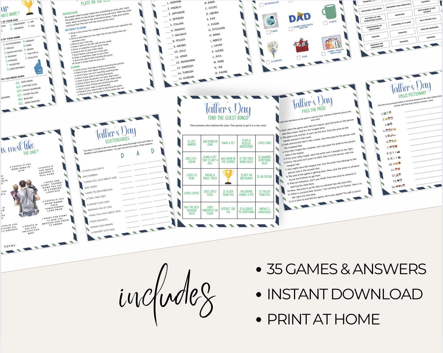 Father's Day Game Bundle | Printable Father's Day Games for Kids and ...