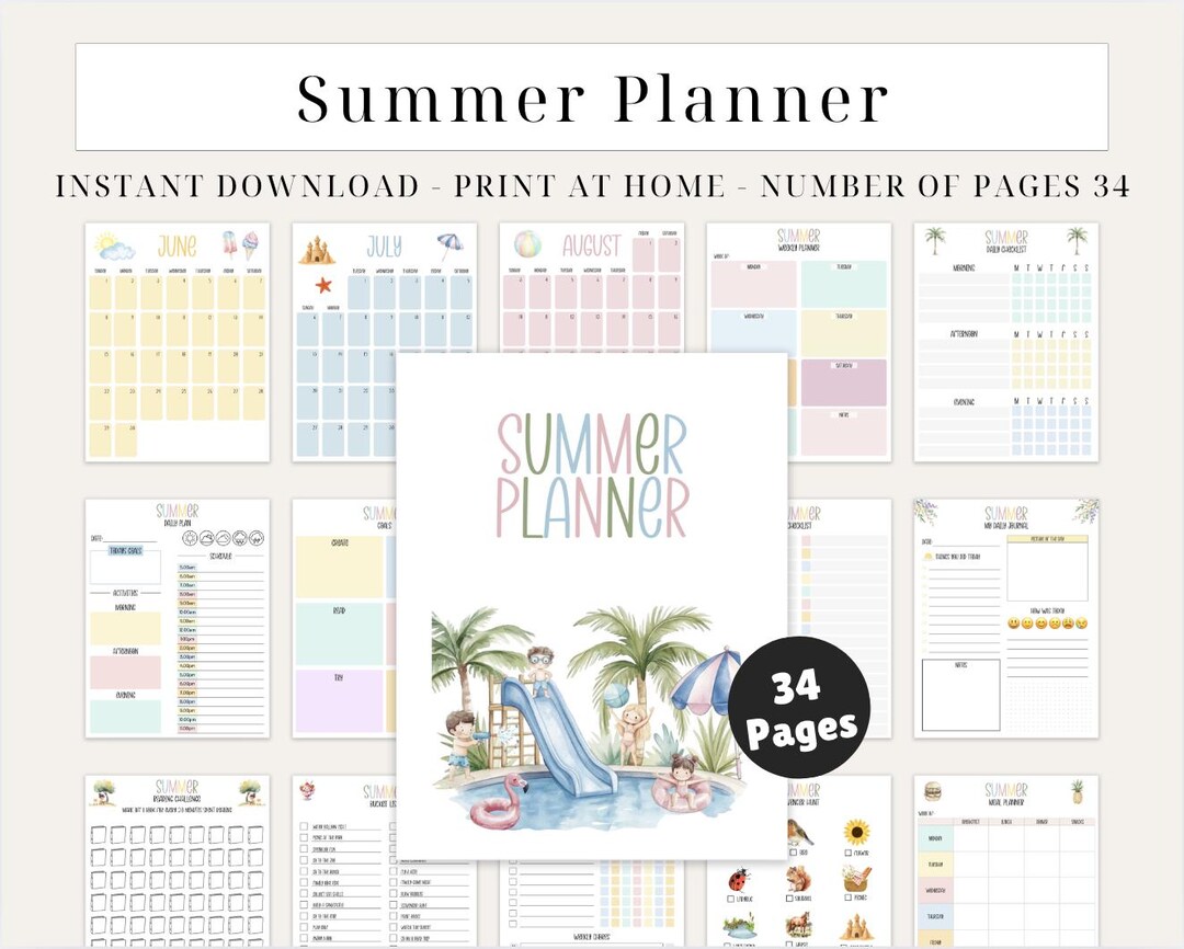 Summer Planner for Kids Printable | Editable Summer Rules Checklist ...
