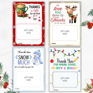 Printable Teacher Christmas Gift Card Holders, Christmas Teacher Gift ...