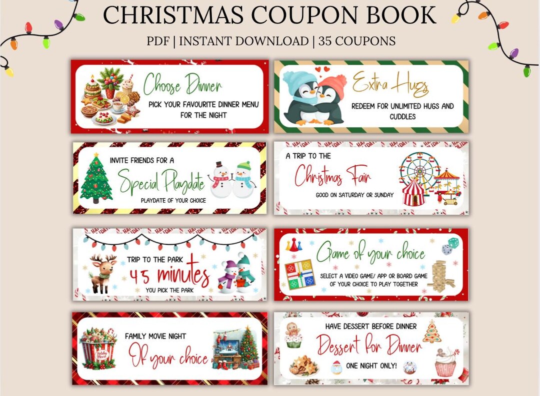 Printable Christmas Coupon Book, Christmas Coupons for Kids, Christmas ...