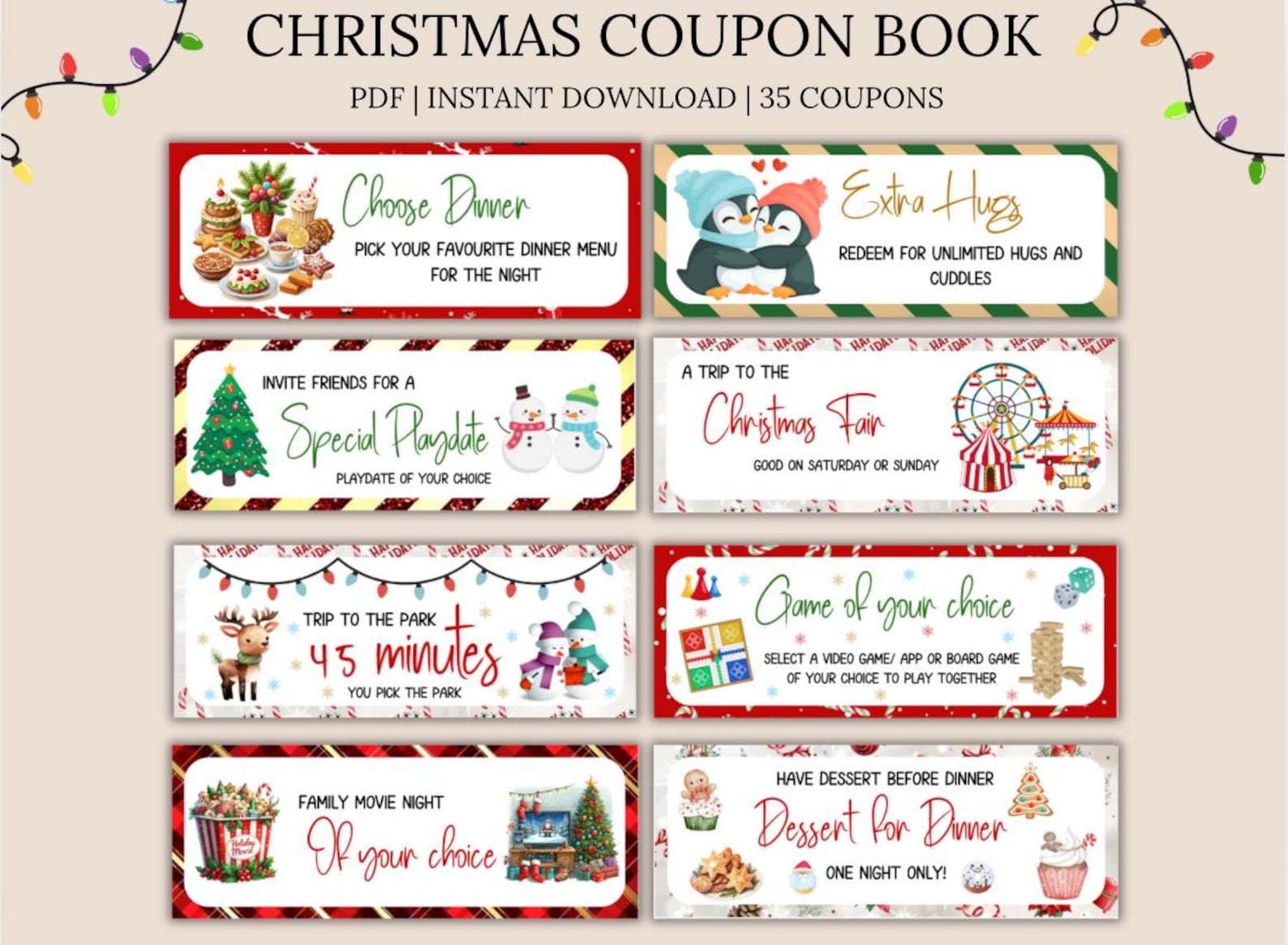 Printable Christmas Coupon Book, Christmas Coupons for Kids, Christmas ...