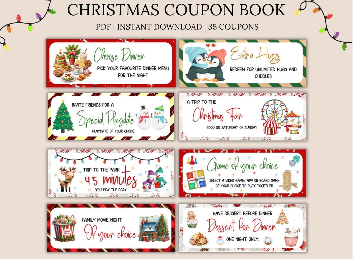 Printable Christmas Coupon Book, Christmas Coupons for Kids, Christmas ...