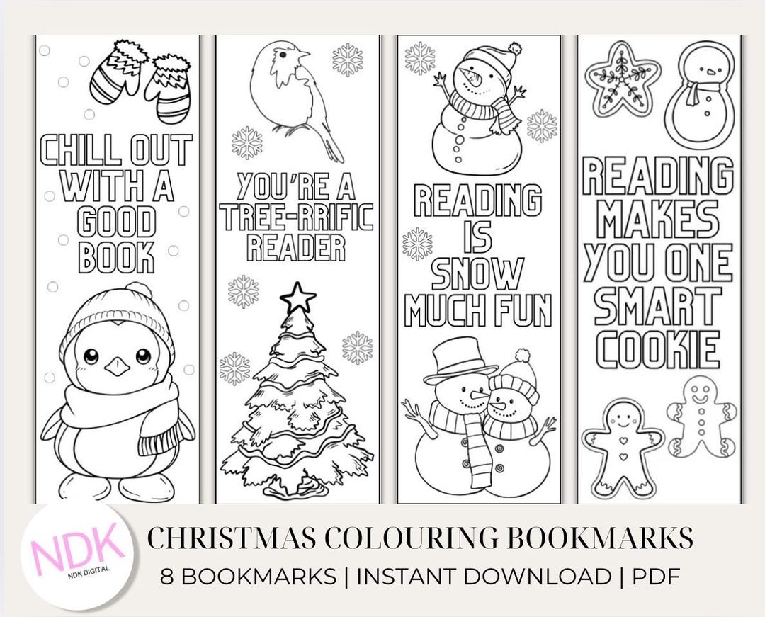 Christmas Colouring Bookmarks Printable | Christmas Bookmarks ...
